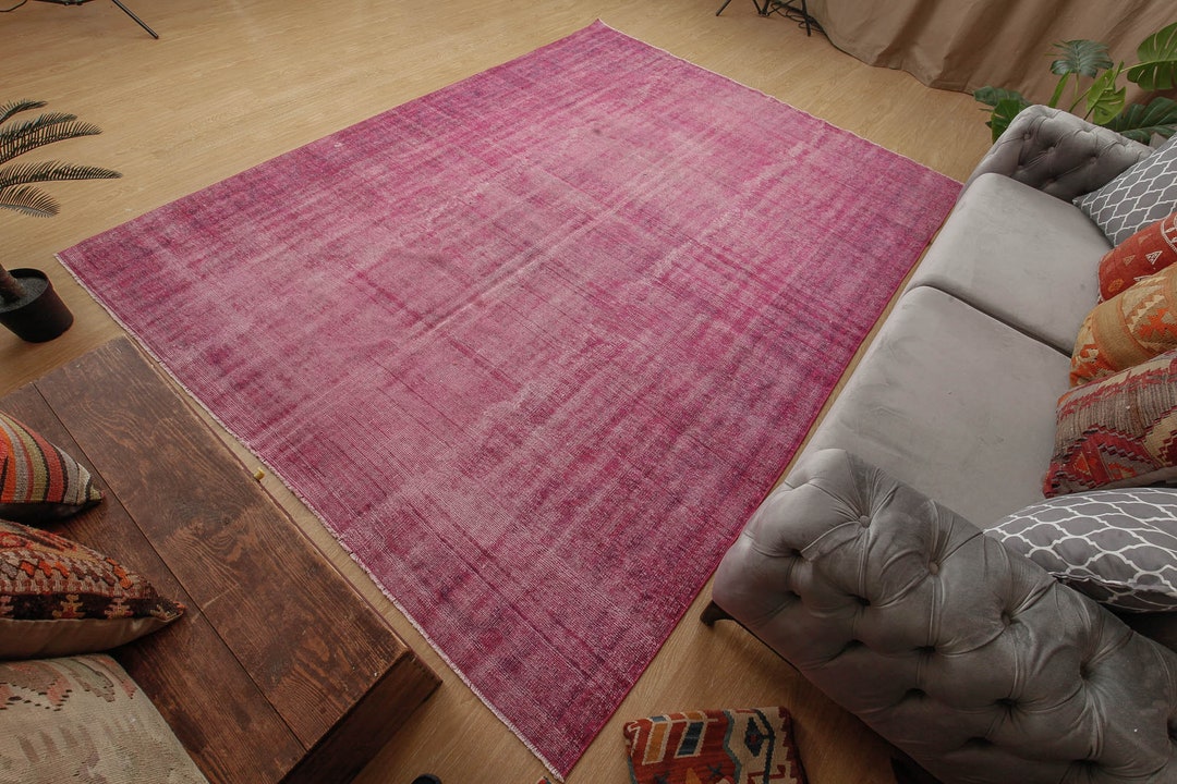 8x11 Pink Bedroom Rug, Boho Vintage Area Rug, 7'10" X 10'8" Rustic Pink ...