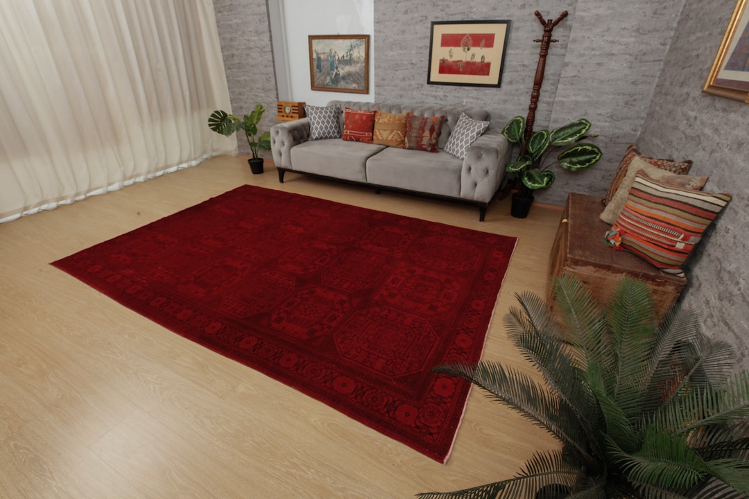6x9 Dark Red Geometric Rug for Living Room Home Decor Rug - Etsy