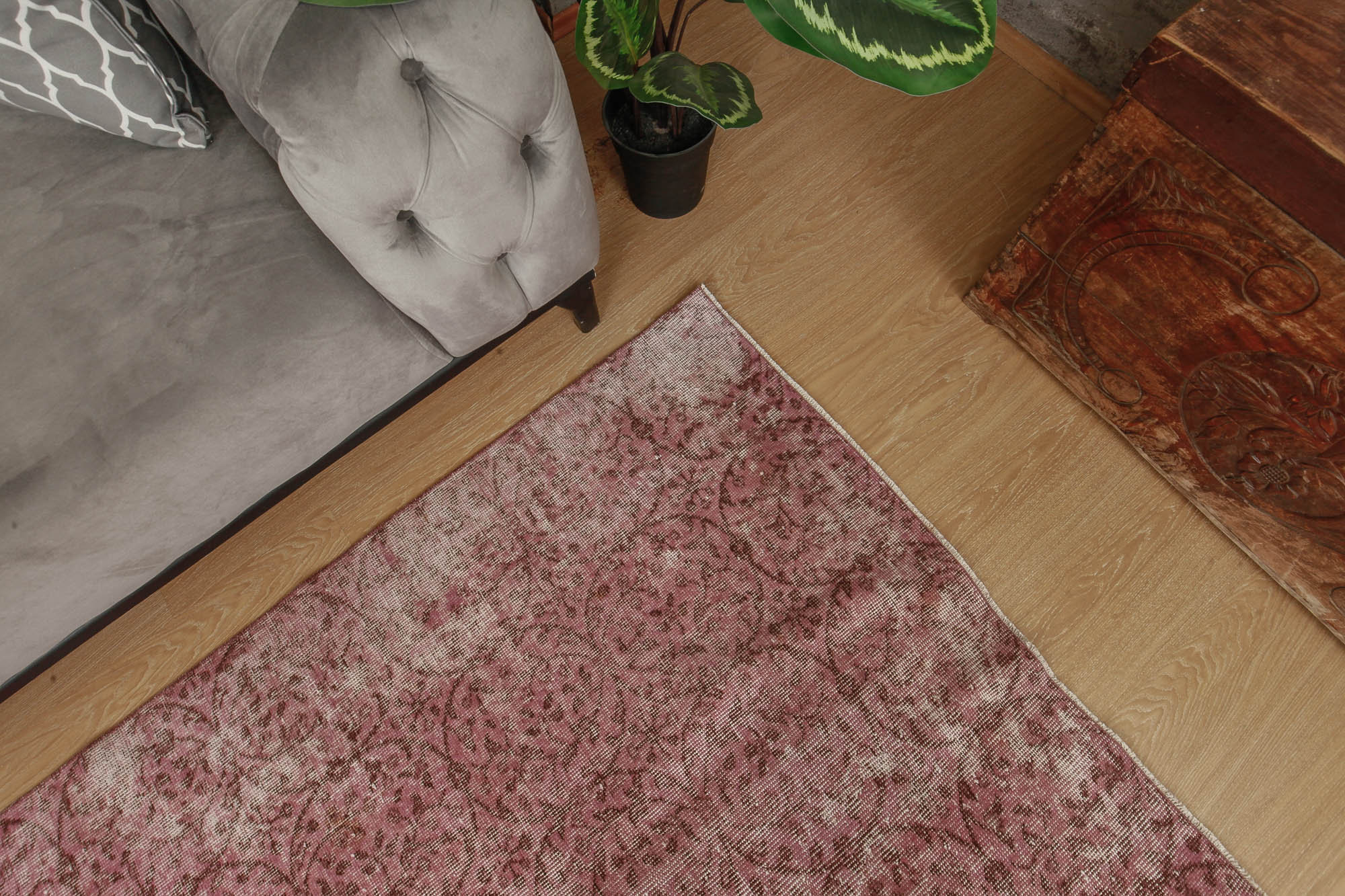 5x8 Pink Kitchen Rug, Distressed Pink Vintage Rug, 5'2" X 8'4" Area Rug ...