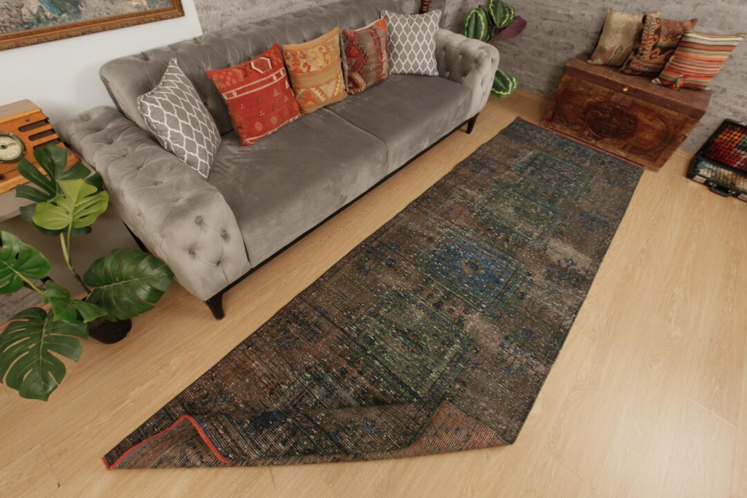 3x11 Distressed Kitchen Rug, Vintage Corridor Rug, 3'5" X 10'11" Boho ...