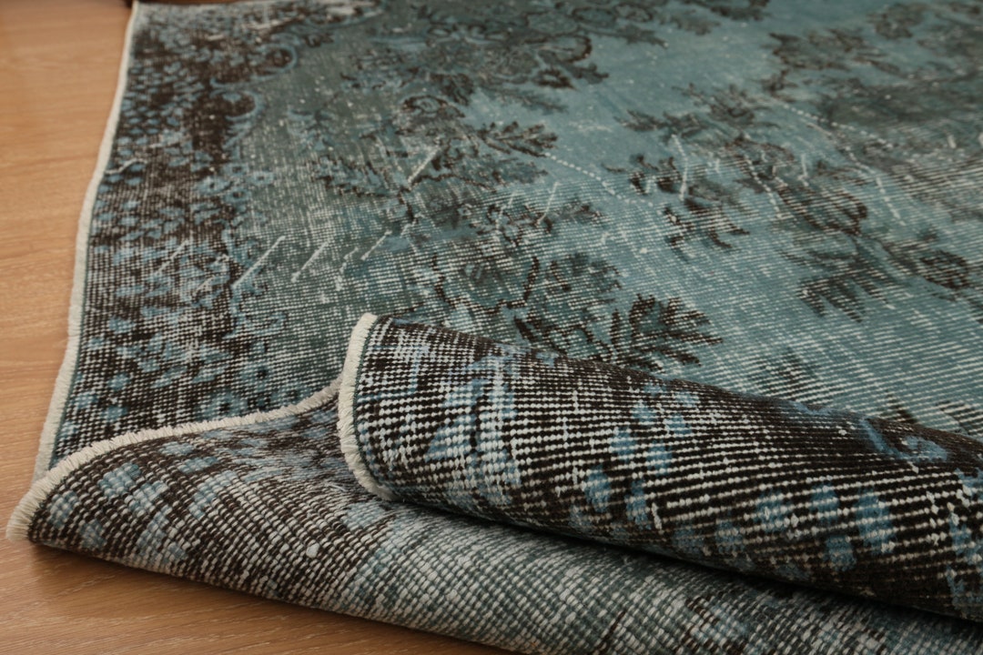 6x7 Vintage Sky Blue Floral Turkish Rug Entrance Area Rug ,bathroom Rug ...