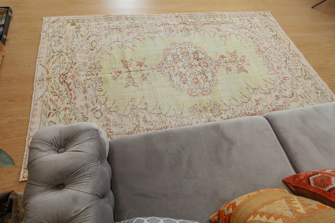 5x9 Kitchen Rugs, Dining Room Vintage Rug ,turkish Green Beige Rug , 5 ...