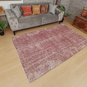 5x8 Pink Kitchen Rug, Distressed Pink Vintage Rug, 5'2" X 8'4" Area Rug ...