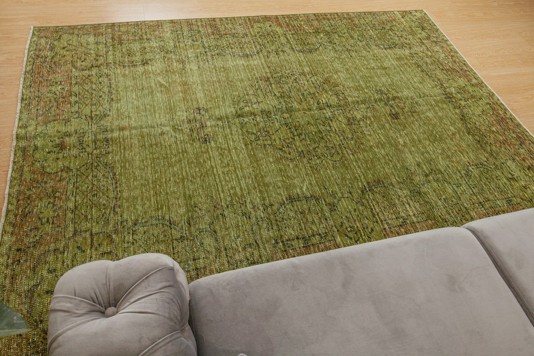 6x9 Vintage Green Rug, Green Area Rug, 6'3 X 8'10 Vintage Distressed ...