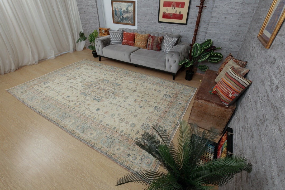 7x11 Handmade Living Room Rug, Dining Room Rug, 6'7 X 10'7 Retro Wool ...