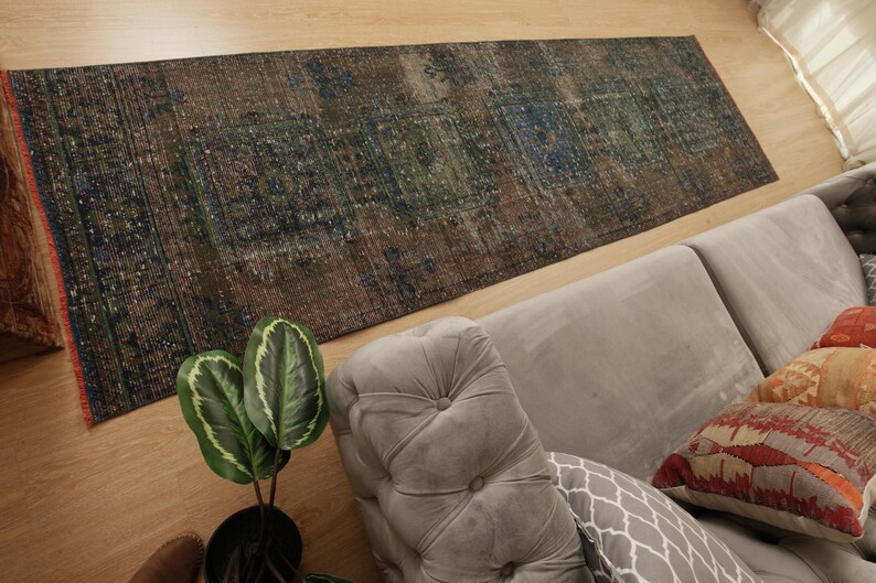 3x11 Distressed Kitchen Rug, Vintage Corridor Rug, 3'5" X 10'11" Boho ...