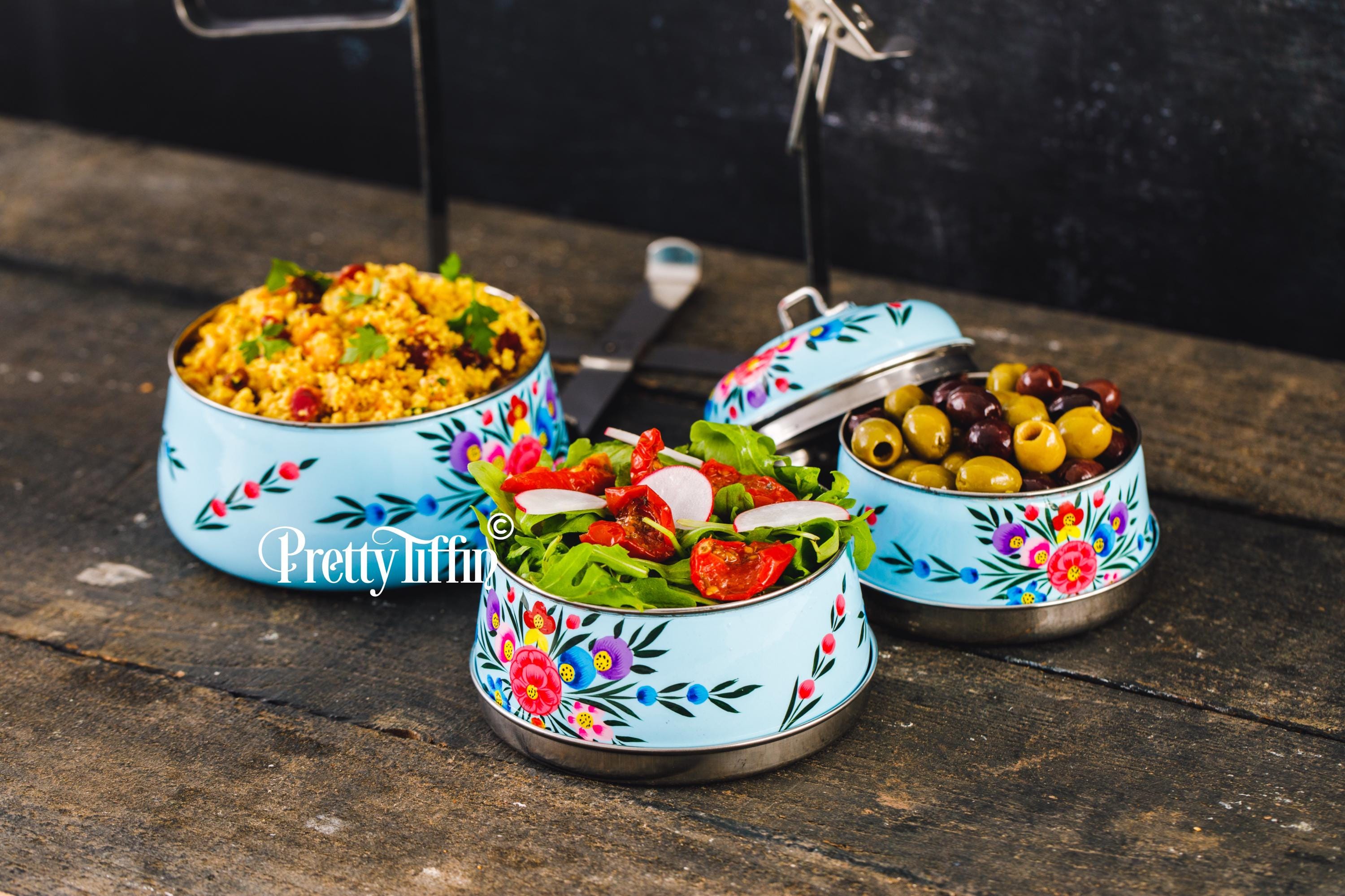Hand Painted Traditional Indian Tiffin Lunchbox, Compartment Lunch Box ...
