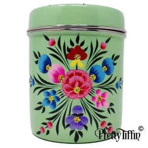 Medium Single Canister Tin, Storage Tin, Hand Painted Kitchen Canister ...
