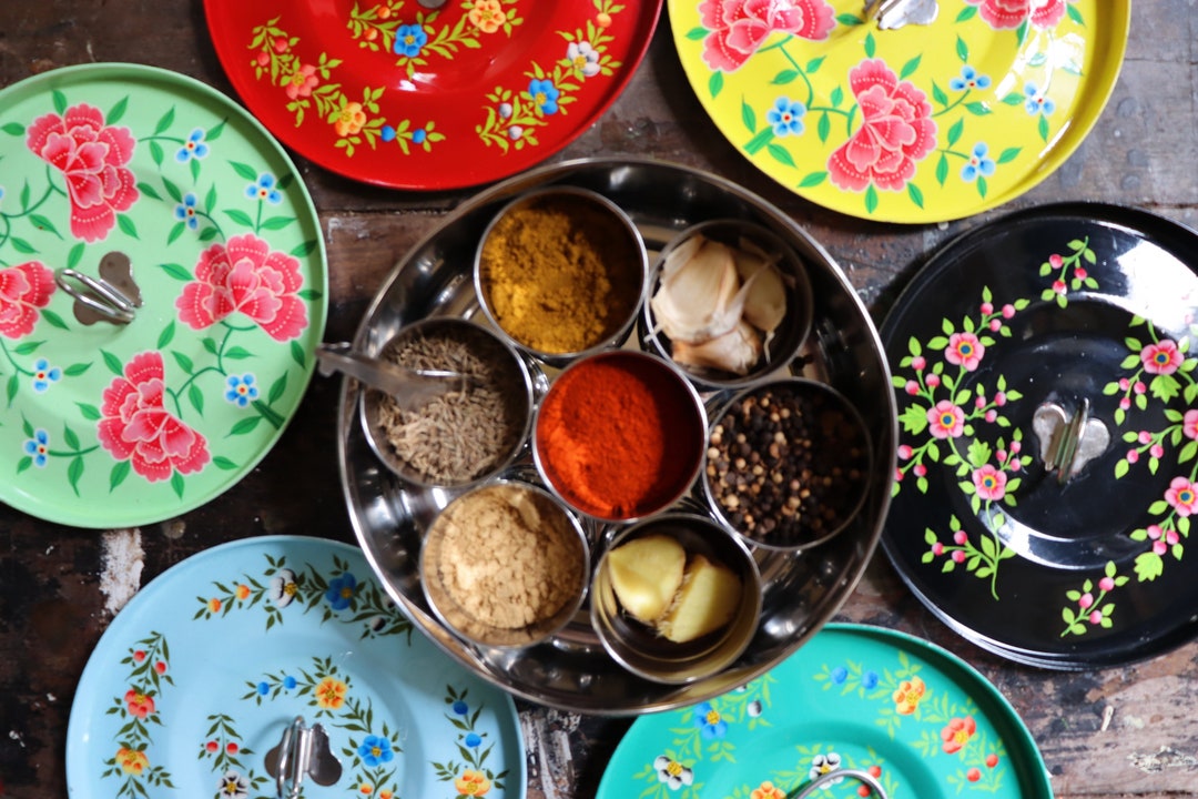 Hand Painted Masala Dabba Spice Tin,spice Dabba, Beautiful Masala Box ...