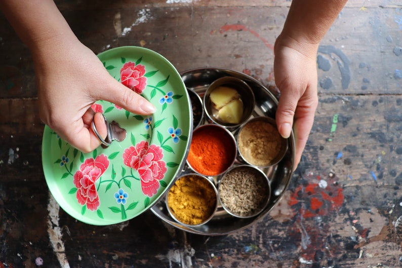 Hand Painted Masala Dabba Spice Tin Spice Dabba Beautiful - Etsy