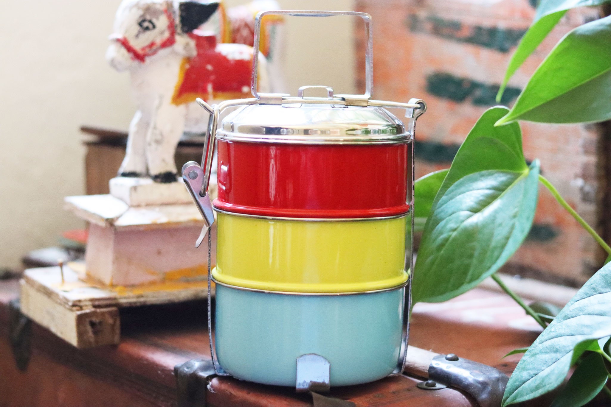 Traditional Indian Tiffin Lunchbox, 3 Compartment Lunchbox, Dabba Box ...
