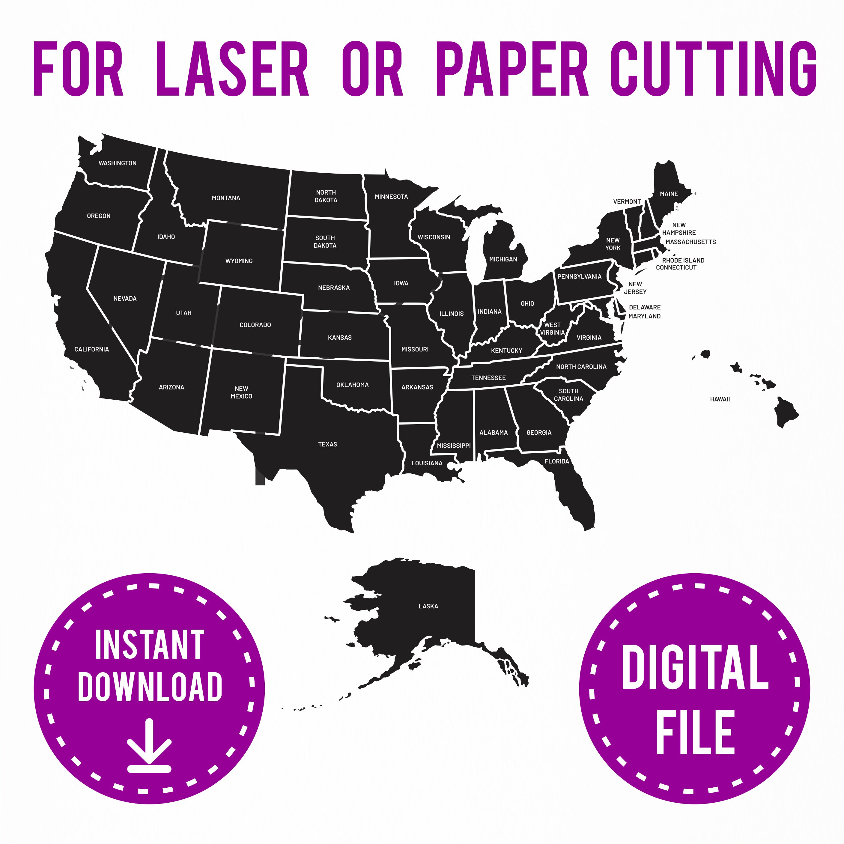 EEUU USA Map Cut Design Pdf Eps Svg. Dfx Silhouette - Etsy