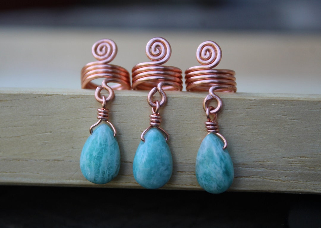 Amazonite & Copper EMF Protection Loc Jewelry Dreadlock - Etsy