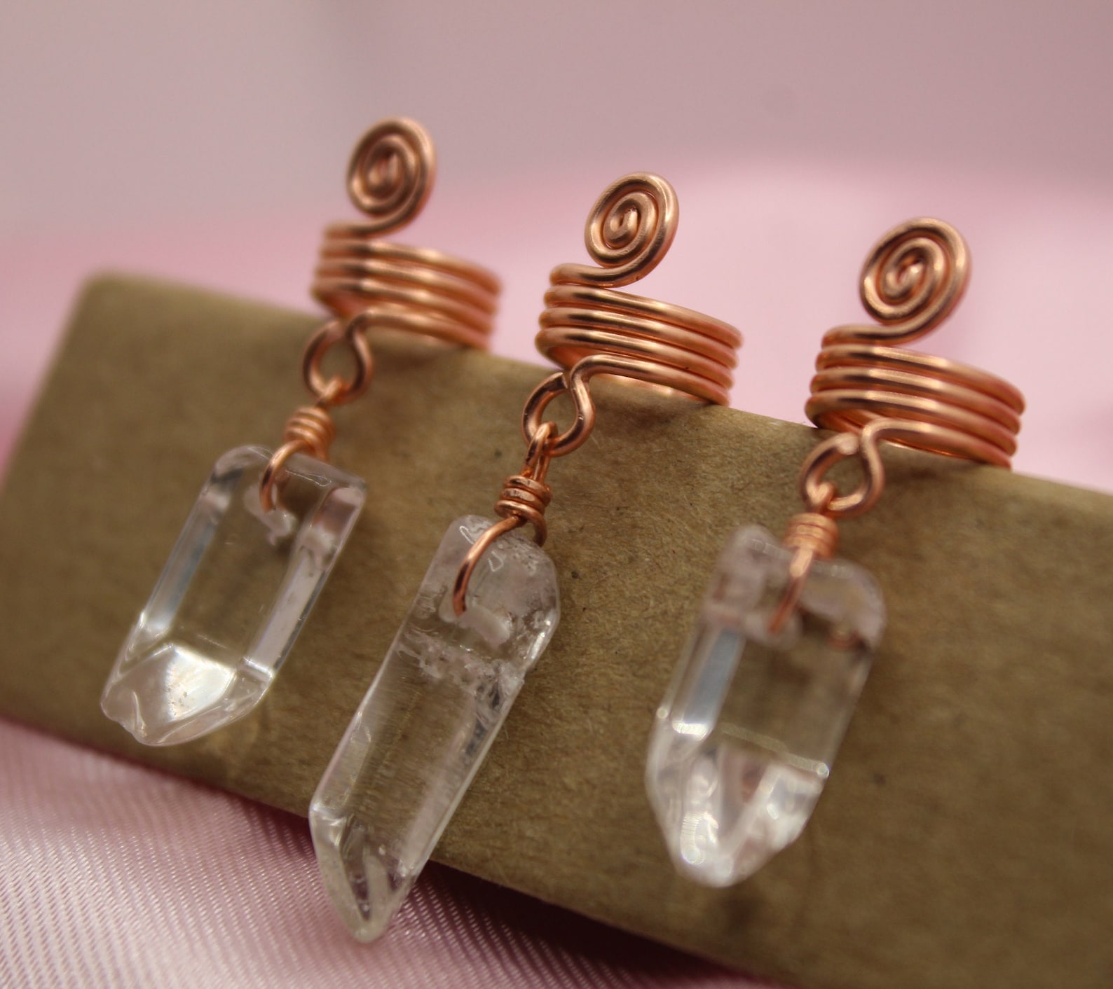 Clear Quartz & Copper Loc Jewelry, Crystal Point Dreadlock Coils ...