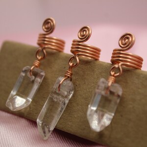 Clear Quartz & Copper Loc Jewelry, Crystal Point Dreadlock Coils, Gemstone Dread Cuffs, 3rd Eye ...