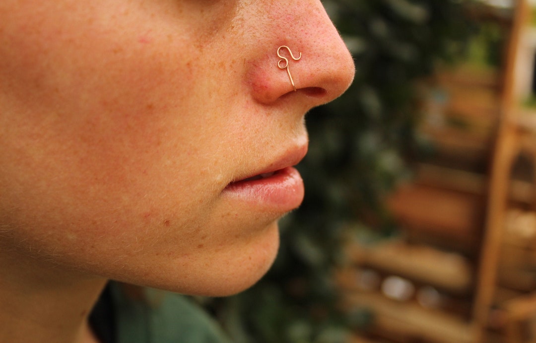 Leo Zodiac Sign 14k Gold or Copper Nose Cuff, No Piercing Needed Nose ...
