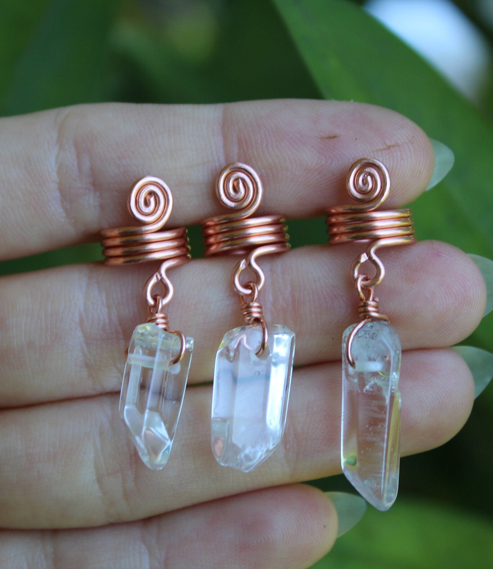 Clear Quartz & Copper Loc Jewelry, Crystal Point Dreadlock Coils ...