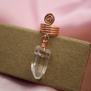 Clear Quartz & Copper Loc Jewelry, Crystal Point Dreadlock Coils, Gemstone Dread Cuffs, 3rd Eye ...