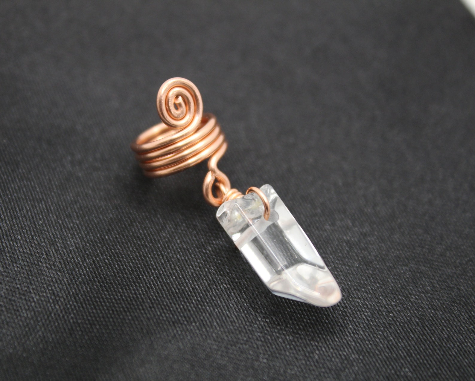 Clear Quartz & Copper Loc Jewelry, Crystal Point Dreadlock Coils ...
