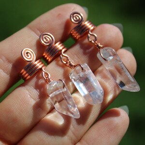 Clear Quartz & Copper Loc Jewelry, Crystal Point Dreadlock Coils, Gemstone Dread Cuffs, 3rd Eye ...