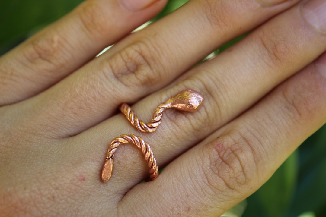 FINAL SALE Hammered Copper Snake Ring, Twisted Band Open Ring, Snake ...