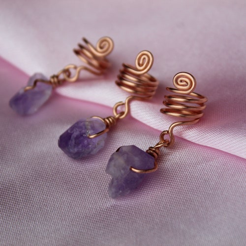 Raw Amethyst Crystal Loc Jewelry. Dreadlock Hair Accessories - Etsy