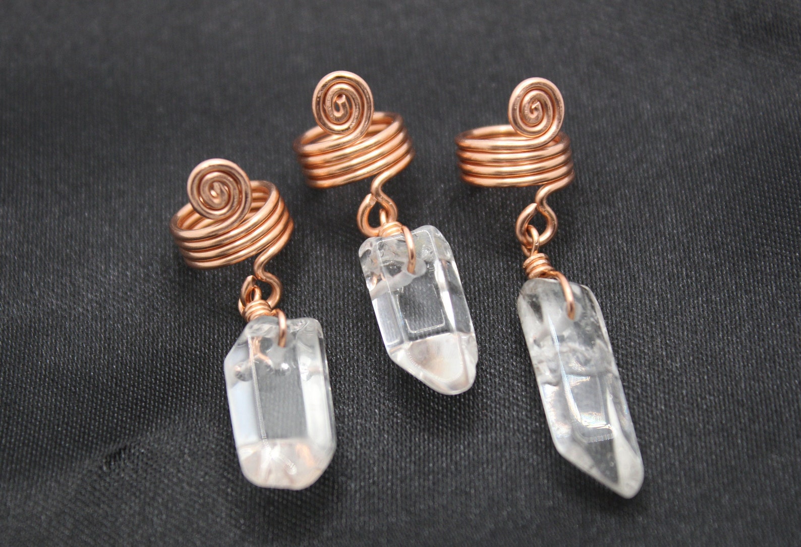 Clear Quartz & Copper Loc Jewelry, Crystal Point Dreadlock Coils ...