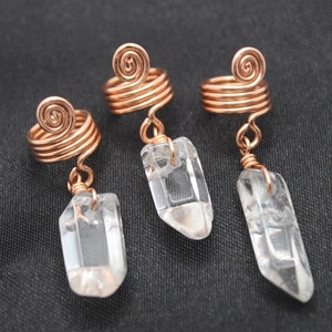 Clear Quartz & Copper Loc Jewelry, Crystal Point Dreadlock Coils, Gemstone Dread Cuffs, 3rd Eye ...