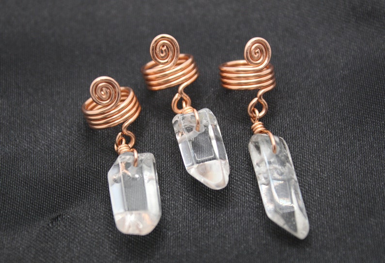 Clear Quartz & Copper Loc Jewelry, Crystal Point Dreadlock Coils ...