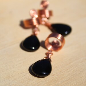 Black Onyx & Copper Loc Jewelry, Crystal Dreadlock Coils, Tear Drop ...