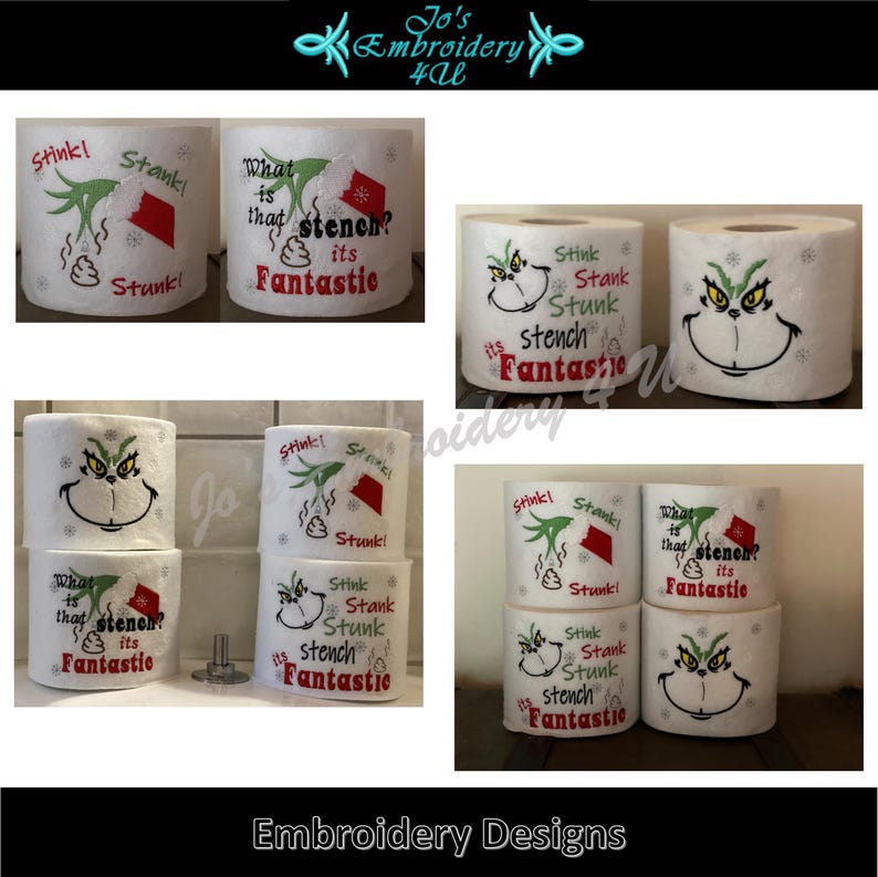 Grinch Christmas Toilet Roll Cover Designs - 4 Embroidery Designs ...