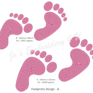 Baby's / Kids / Childs Footprints / Feet Machine Embroidery Instant ...