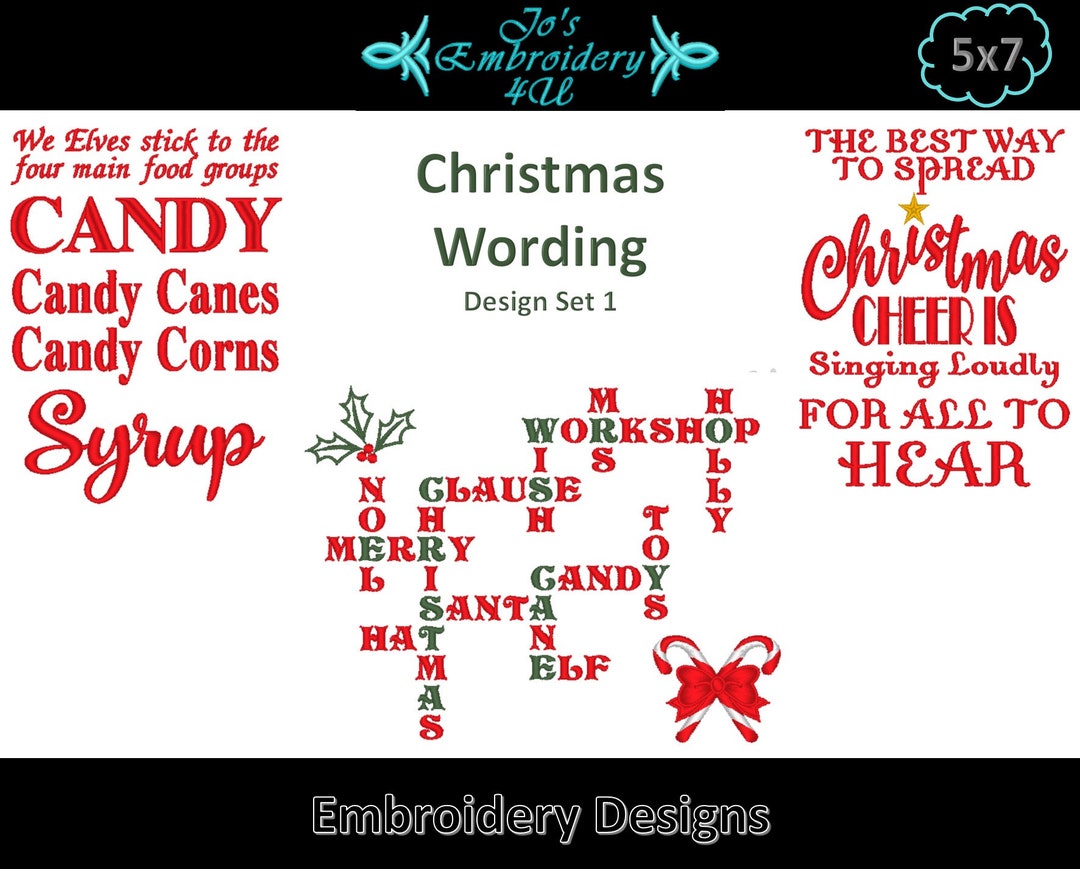 Christmas Wording Embroidery Design – Candy, Cheer (digital Download ...