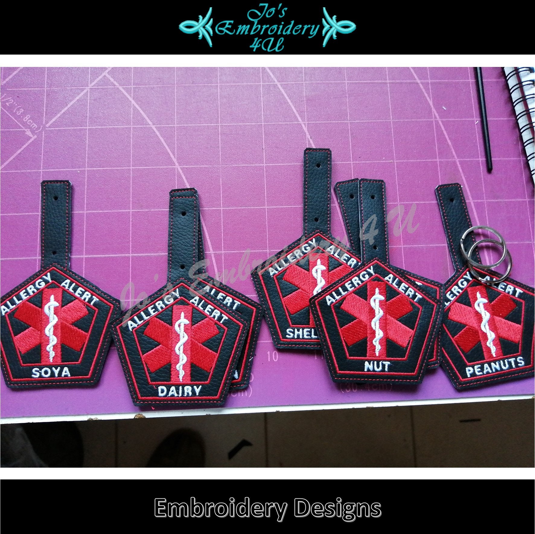 Embroidery ITH Keychain Design Machine Embroidery Key Fob 4x4 Hoop ...