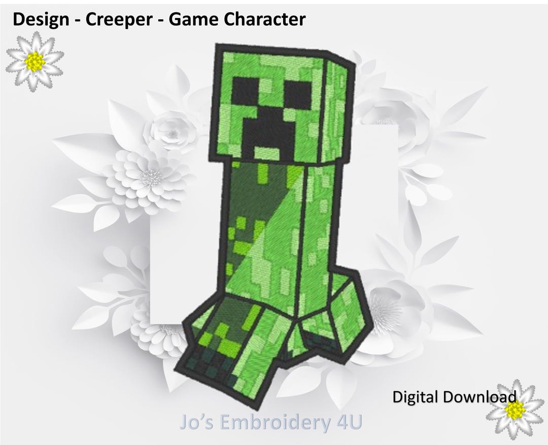 Minecraft Creeper Game Character - Embroidery Design (digital Download ...