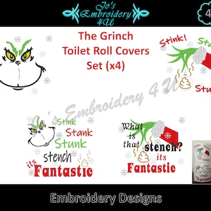 Grinch Christmas Toilet Roll Cover Designs - 4 Embroidery Designs ...