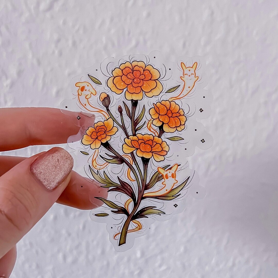 Marigold With Bunny Ghost Transparent Sticker - Etsy