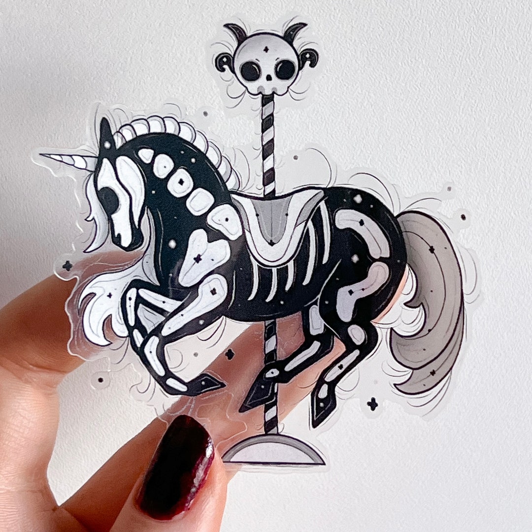 Skeleton Carousel Horse Transparent Sticker - Etsy