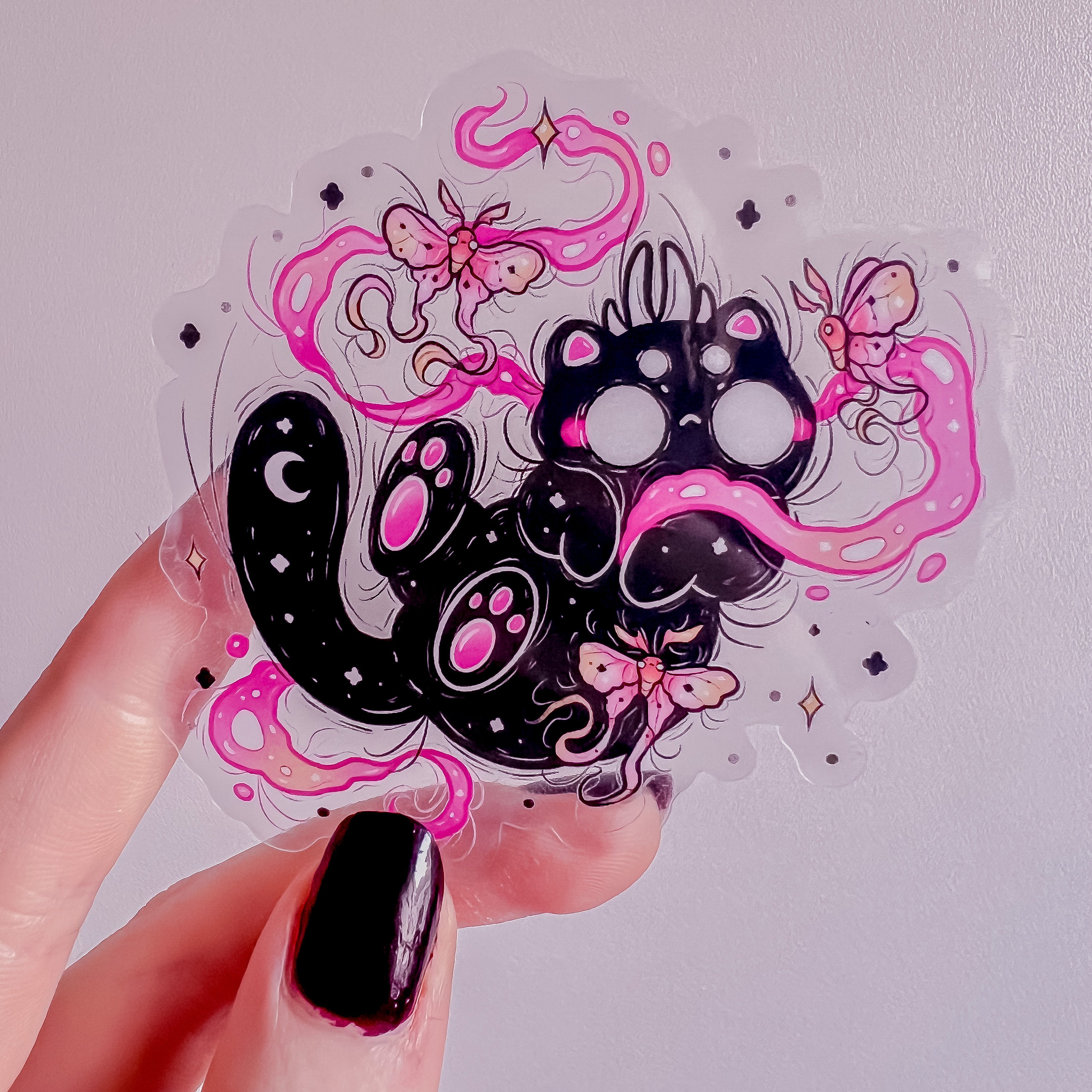 Nox X Pink Silk Moth Transparent Sticker - Etsy