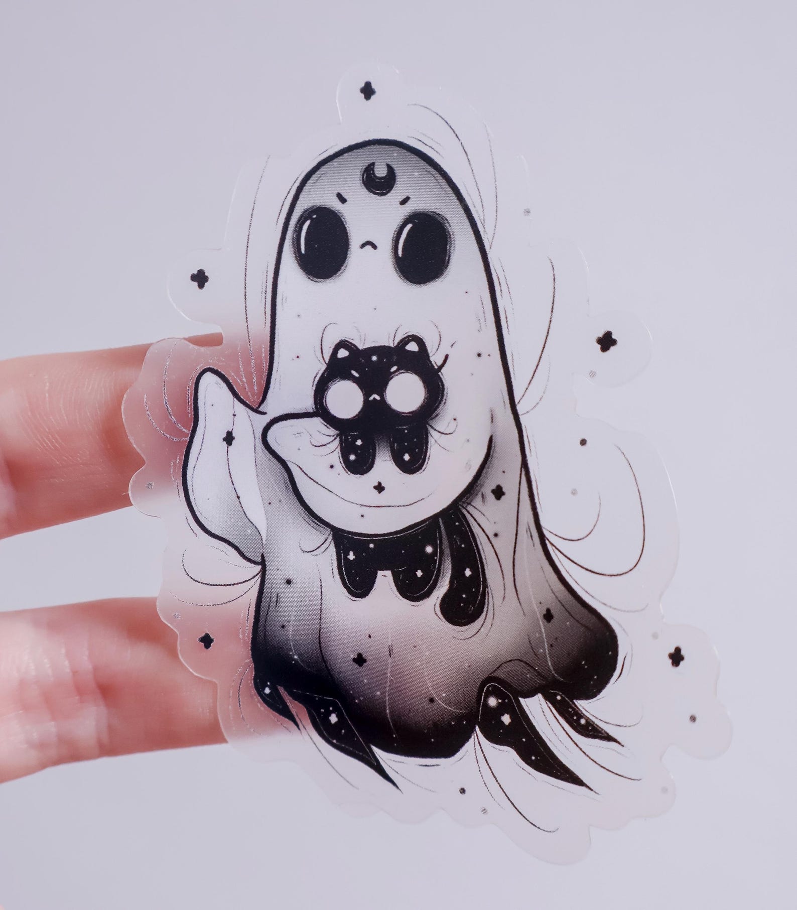 Ghost Carrying Kitty Transparent Sticker Soft Touch Matte Verison - Etsy
