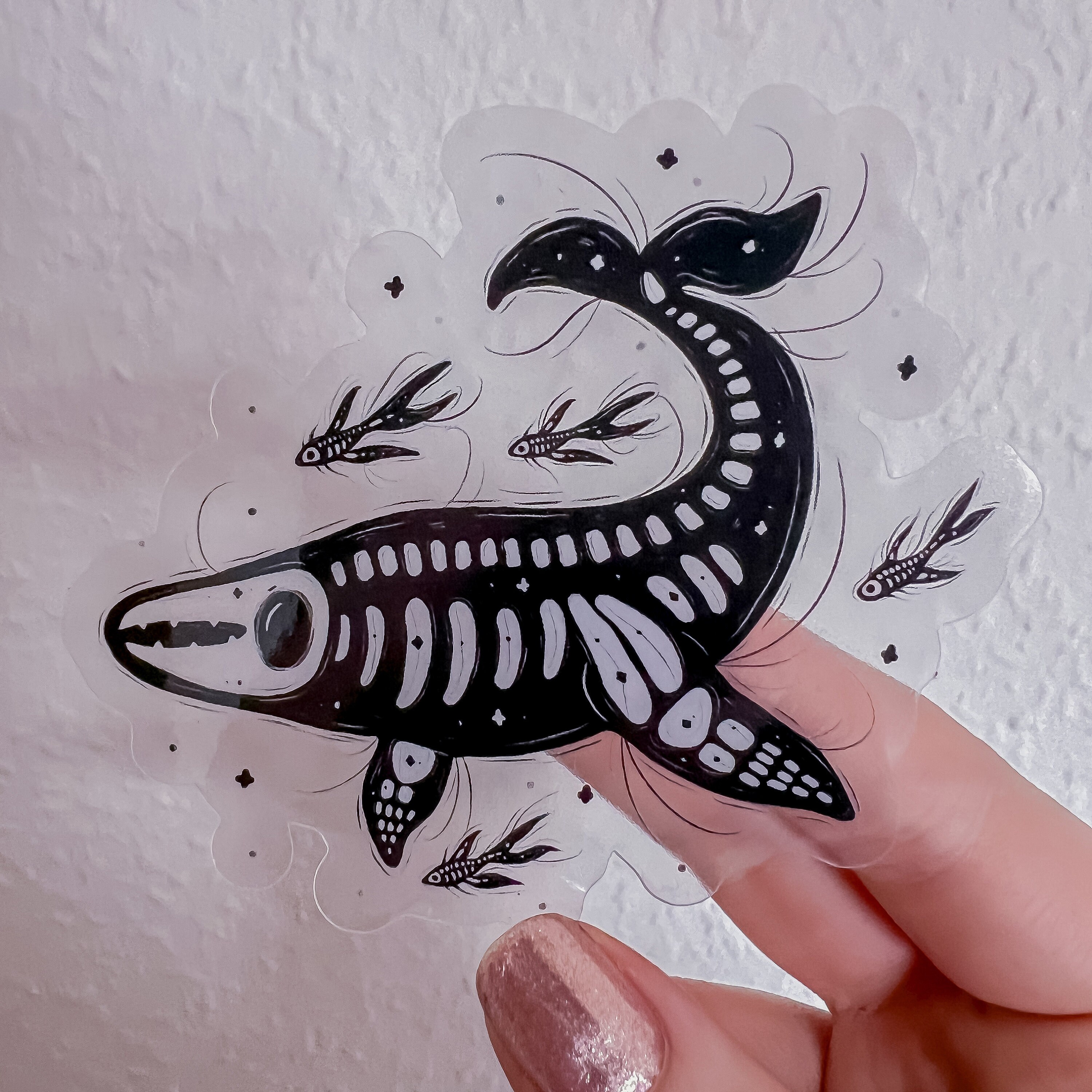 Bake-kujira Skeleton Whale Transparent Sticker - Etsy UK