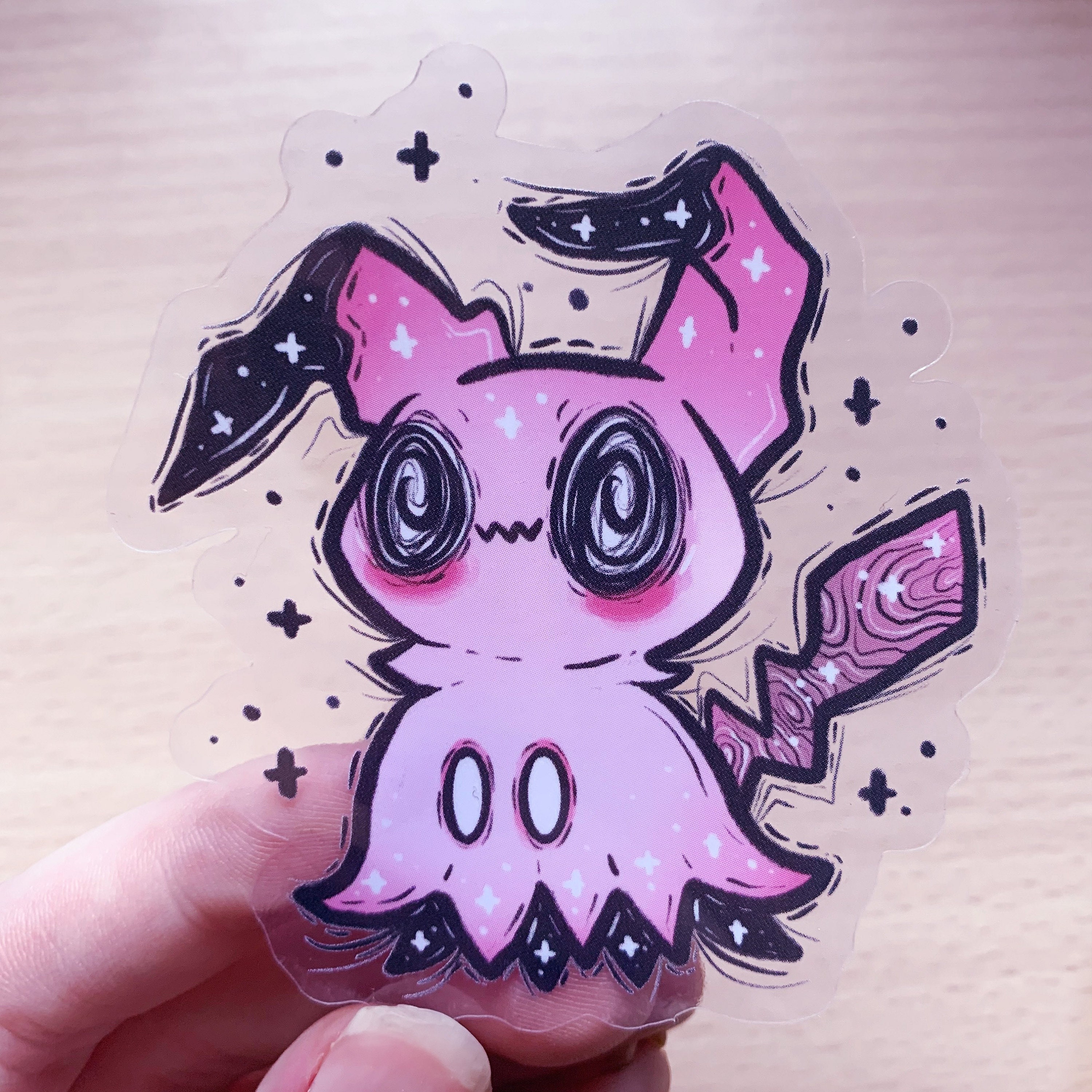 Pink Mimikyu Transparent Sticker | Etsy