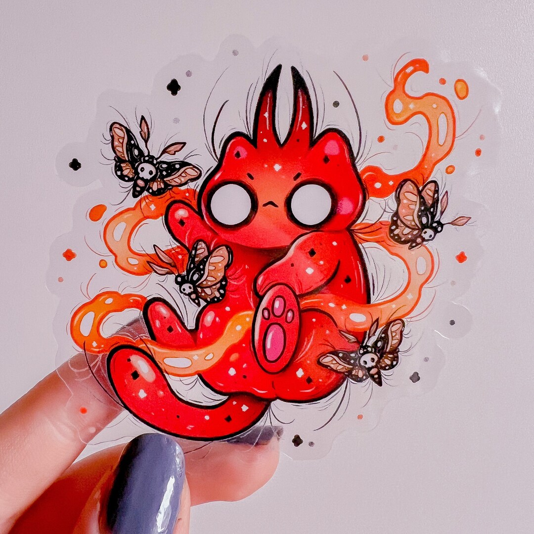 Devil Kitty Hel X Death Moths Transparent Sticker - Etsy