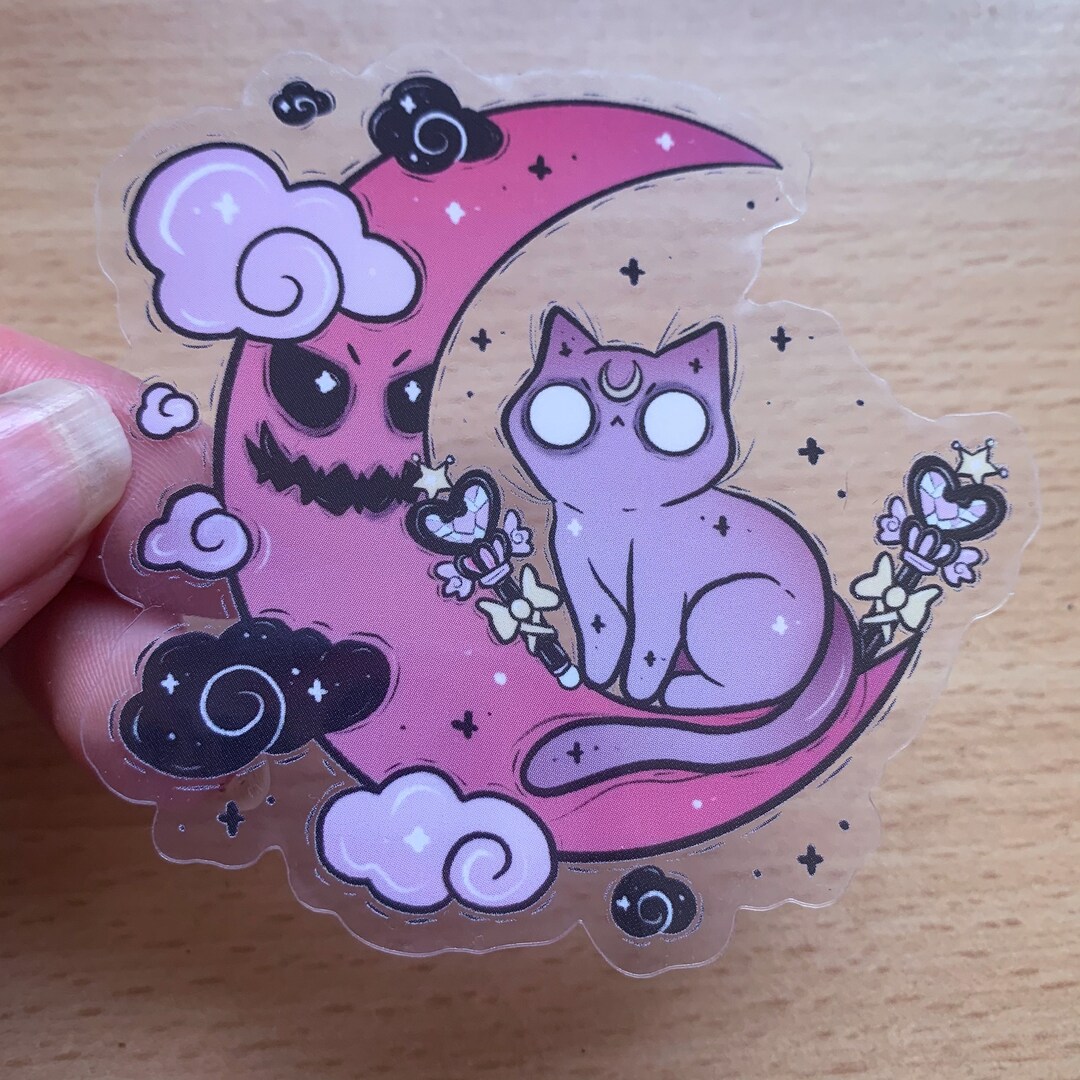 Dark Lilac Kitty Transparent Sticker - Etsy