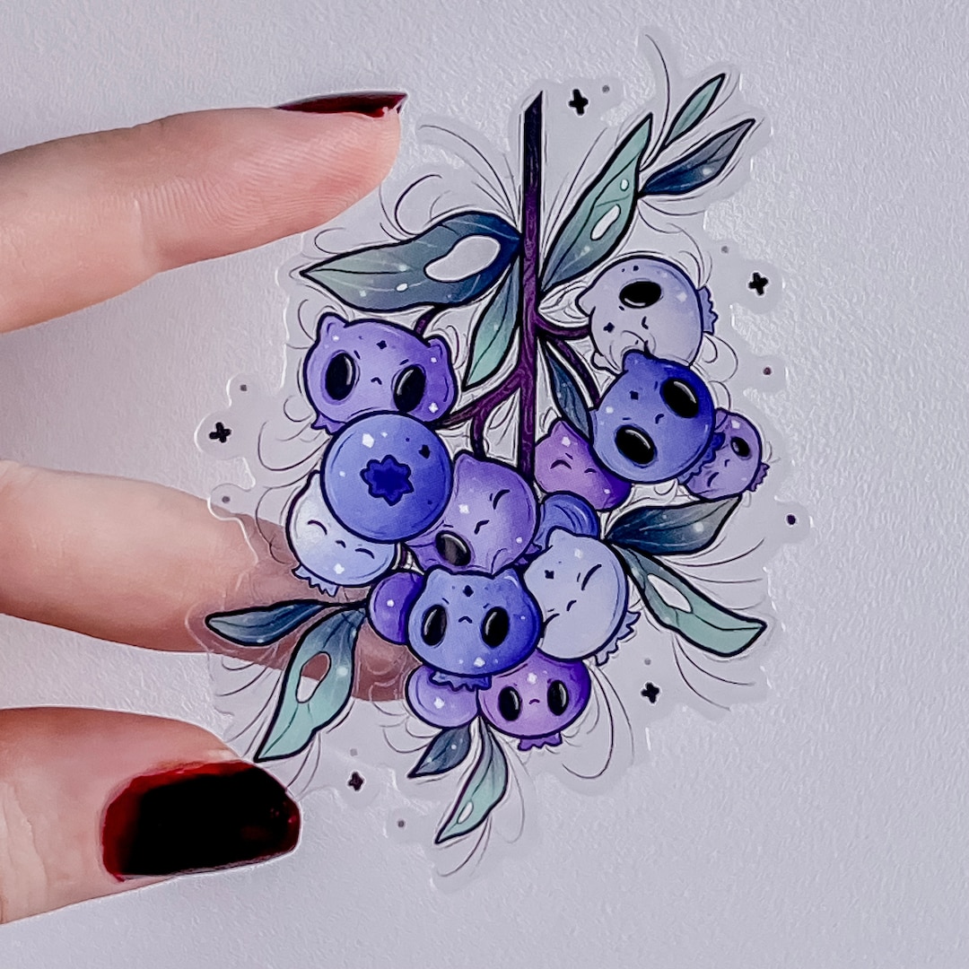 Blueberry Kitty Plant Transparent Sticker - Etsy