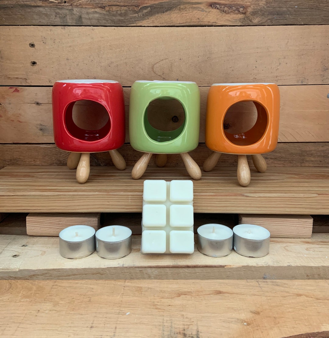 Cylindrical Wax Burners With Feet Including a Homemade Clamshell Wax ...