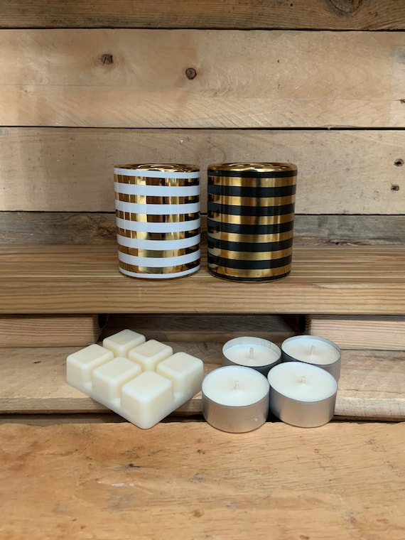 Golden Striped Mini Burner Including a Homemade Clamshell Wax - Etsy