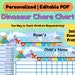 Personalized Dinosaur Chore Chart Printable | Instant Download ...