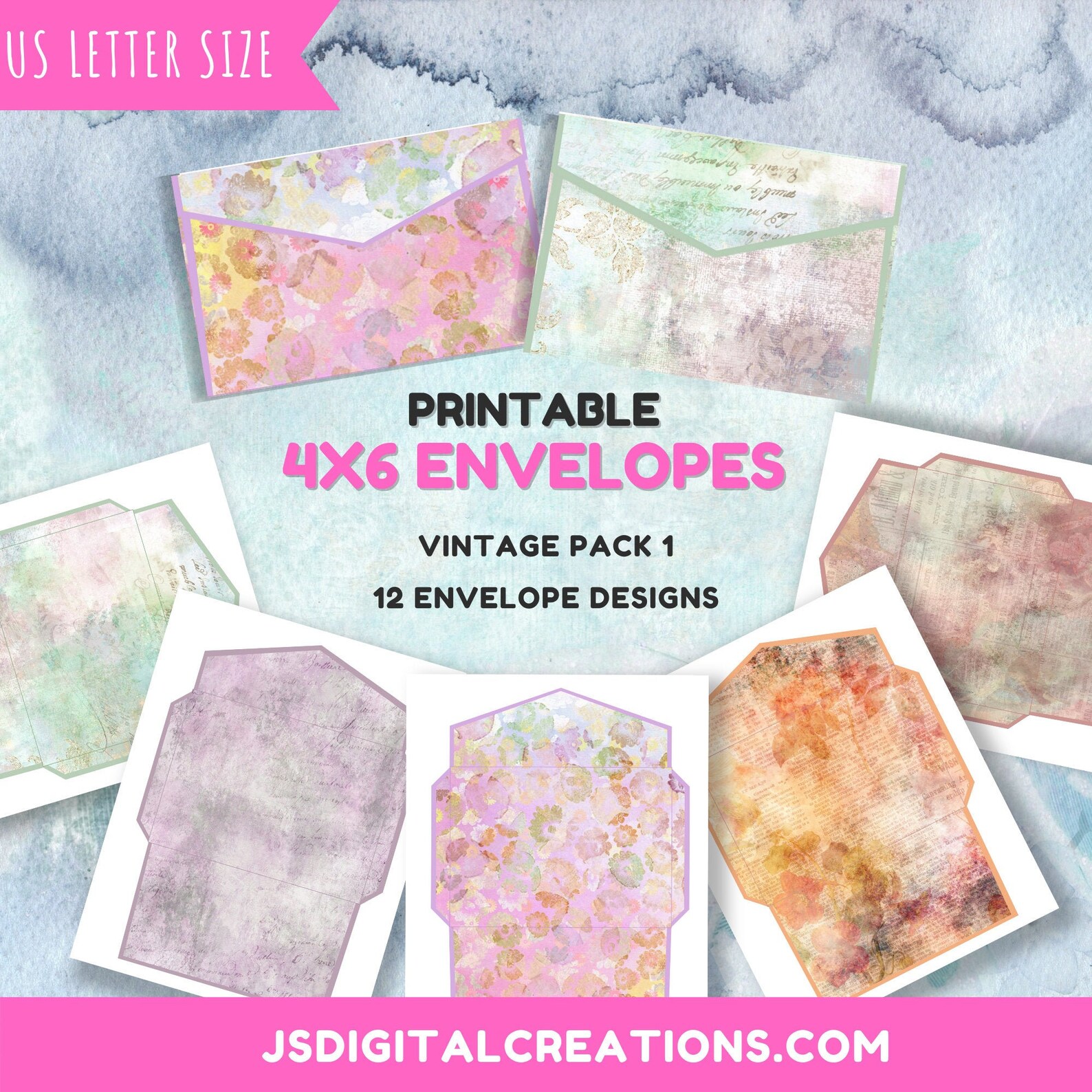 Printable 4x6 Envelopes Vintage Pack 1 |vintage Envelopes for ...
