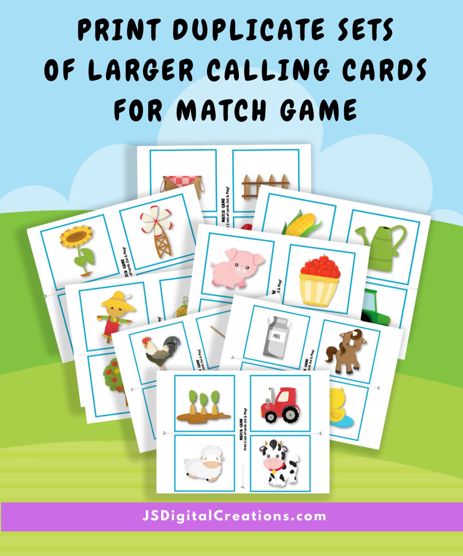 Barnyard Bingo and Match Game | Kid's Party Game | Family Activity | 20 ...
